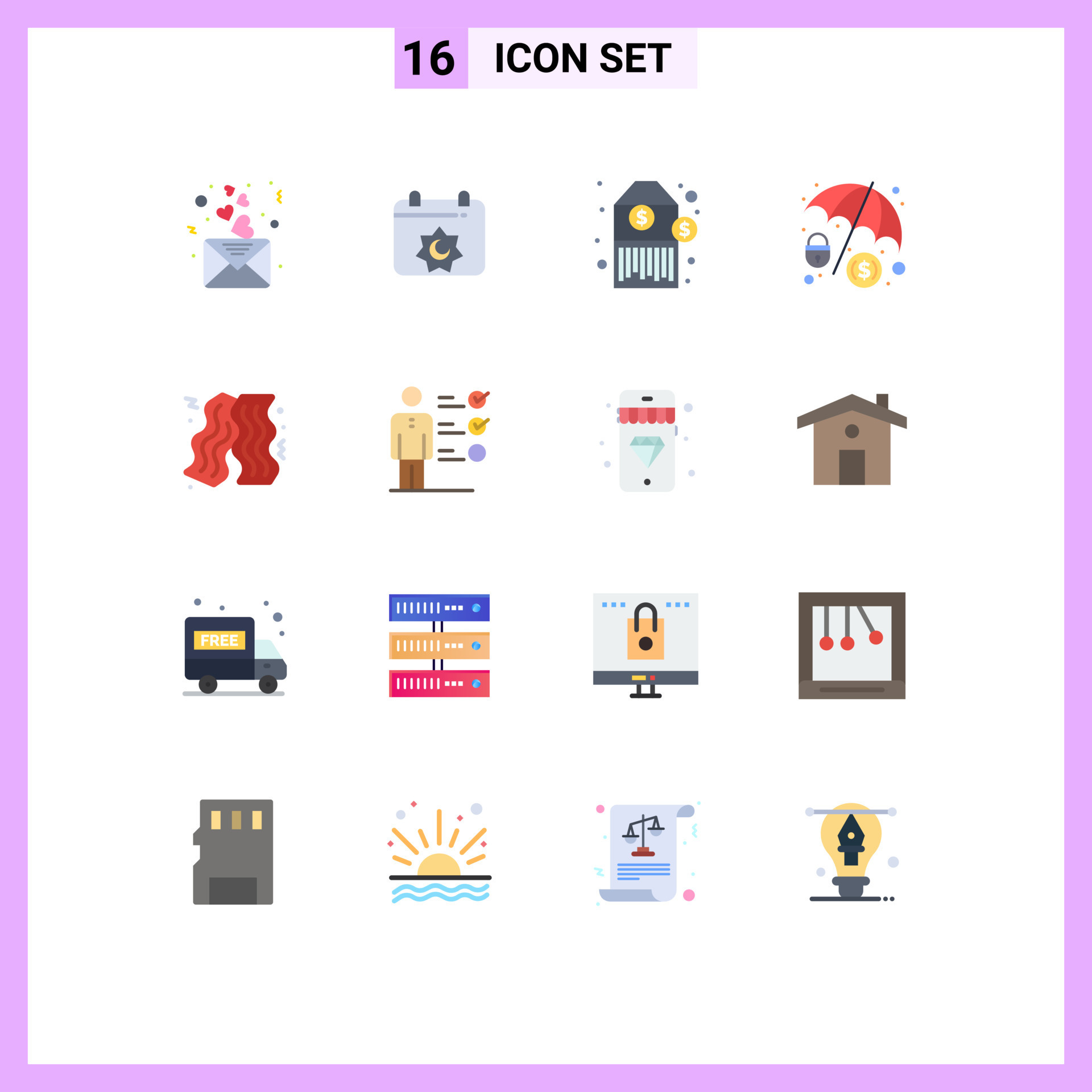 Stock Vector Icon Pack Of 16 Line Signs And Symbols For Professional Skills Food Barcode Bacon