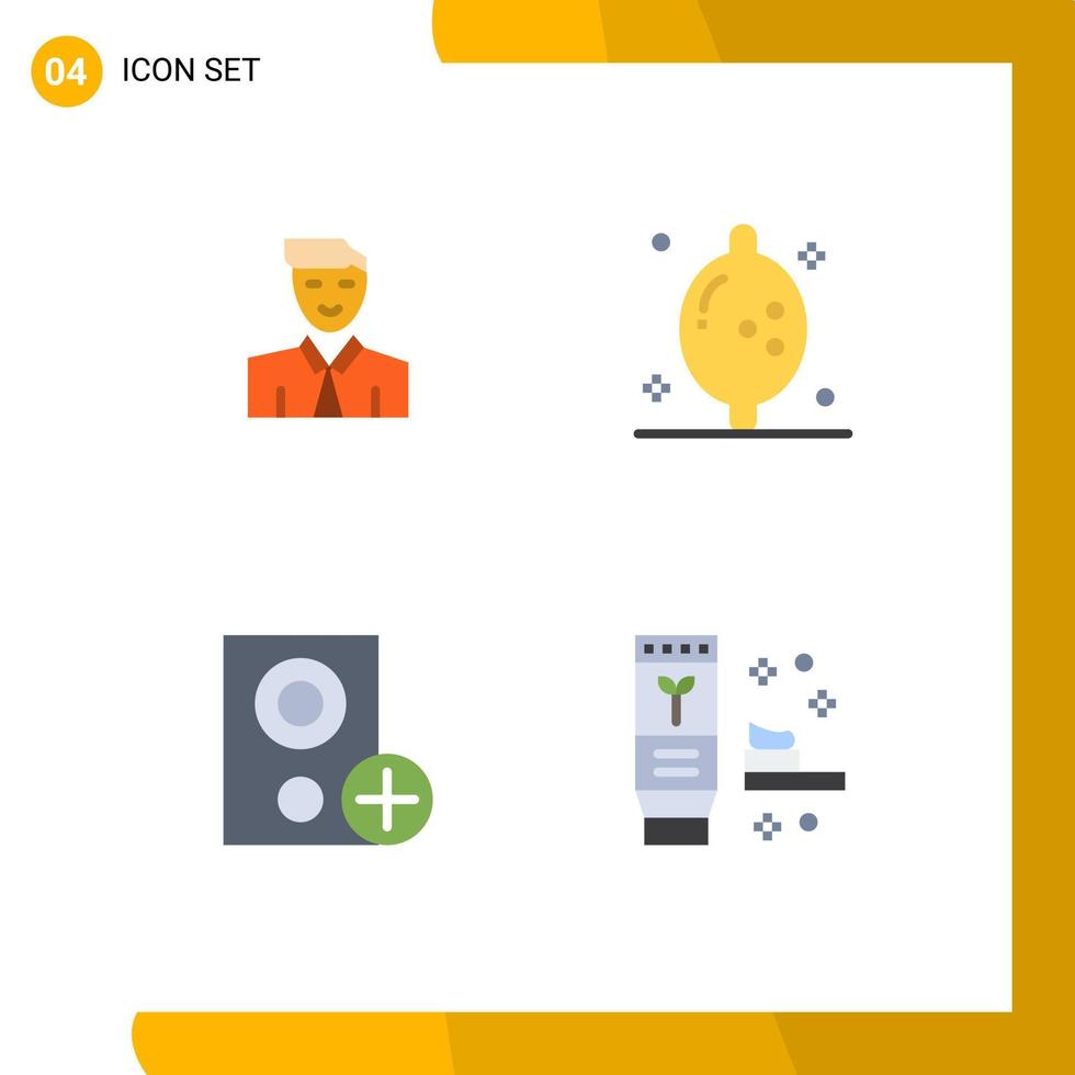 User Interface Pack Of 4 Basic Flat Icons Of Man Devices Teacher Fruit Hardware Editable Vector