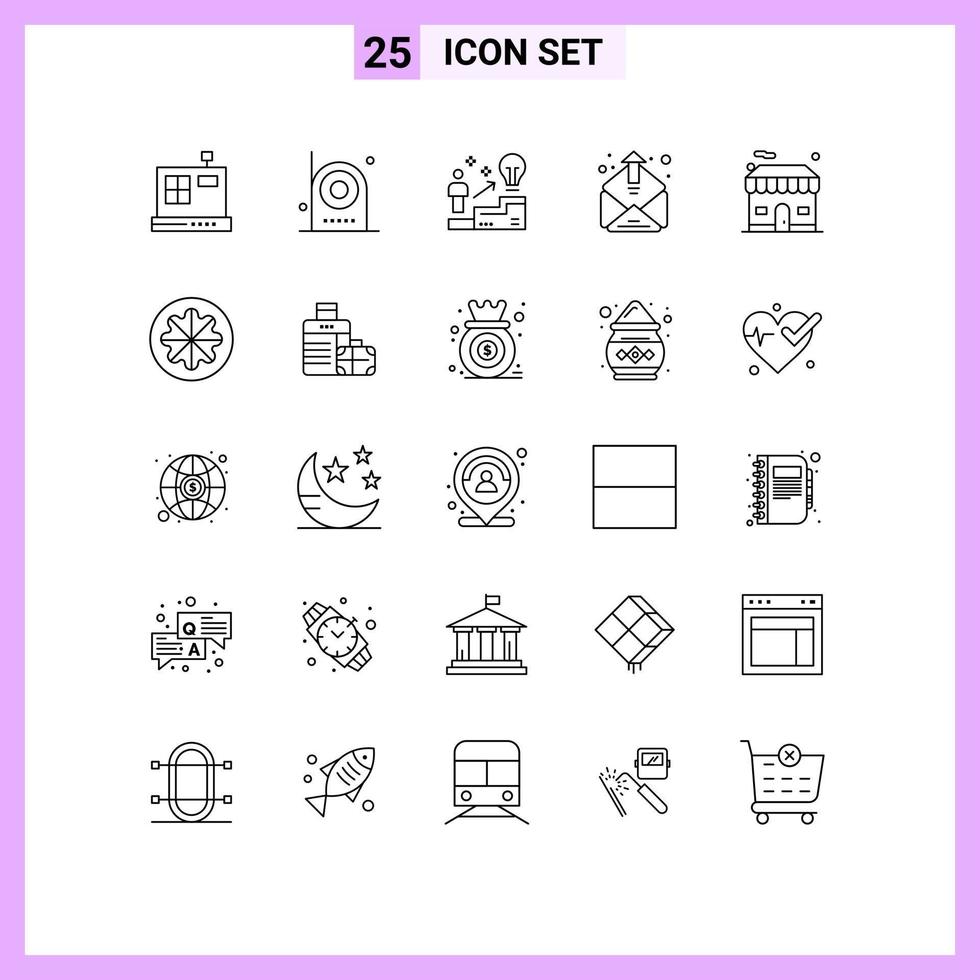 User Interface Pack of 25 Basic Lines of building inbox ladder email solution Editable Vector ...