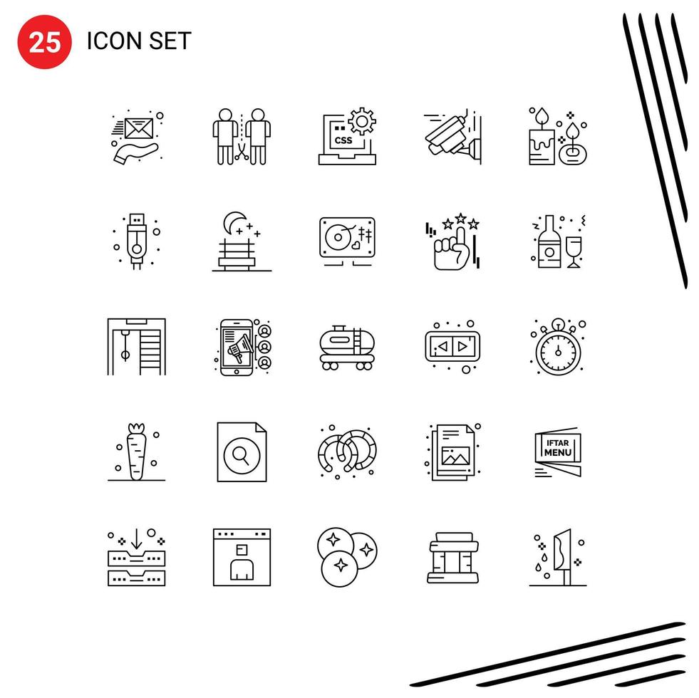 User Interface Pack Of 25 Basic Lines Of Aroma Image Shared Camera Develop Editable Vector