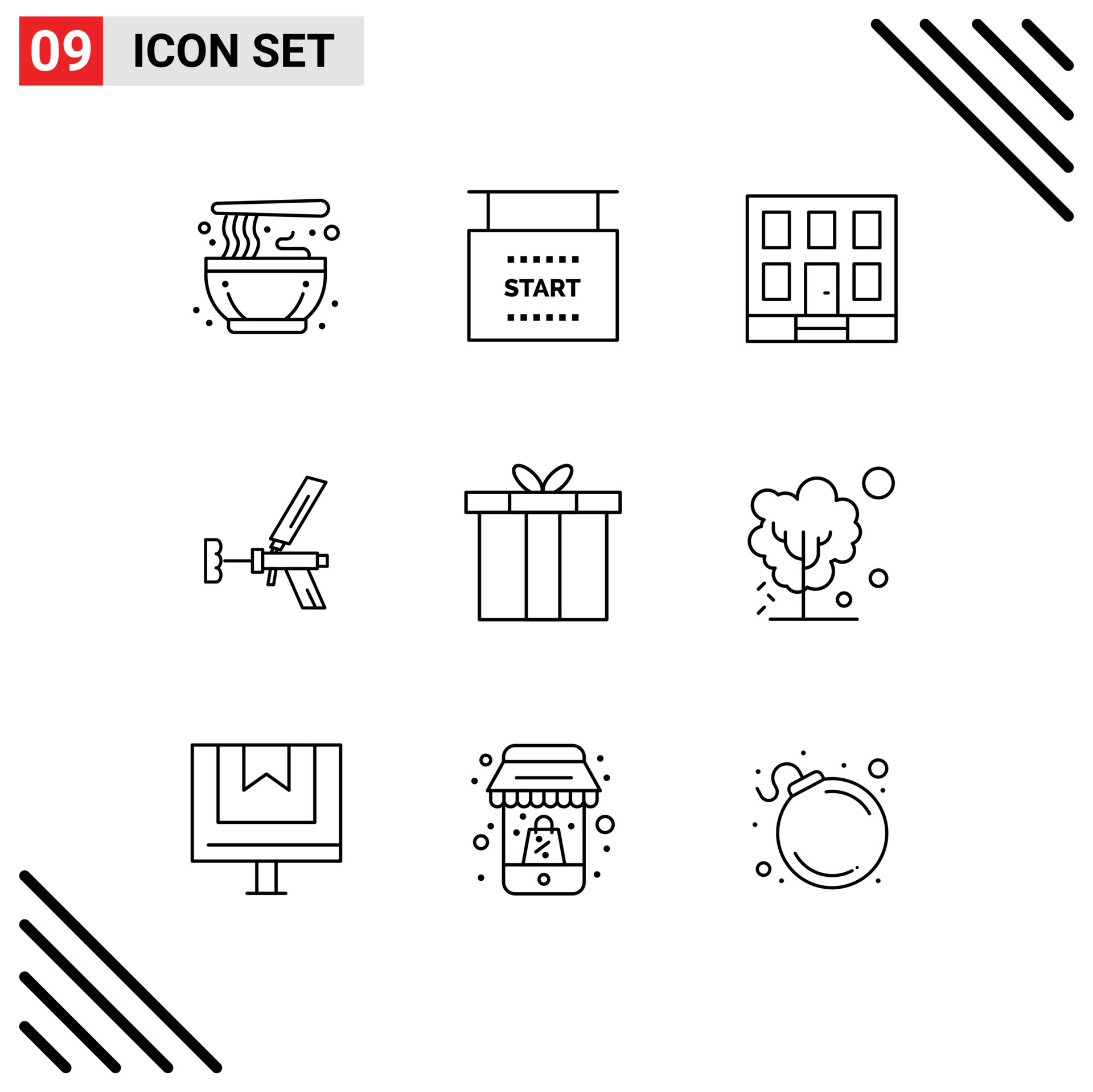 Set Of 9 Vector Outlines On Grid For Tool Foam Building Construction Foamgun Editable Vector