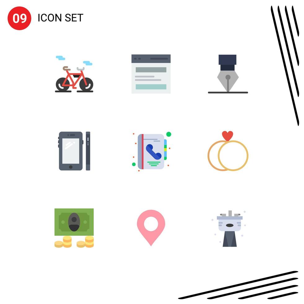 User Interface Pack Of 9 Basic Flat Colors Of Address Huawei Achievement Mobile Phone Editable