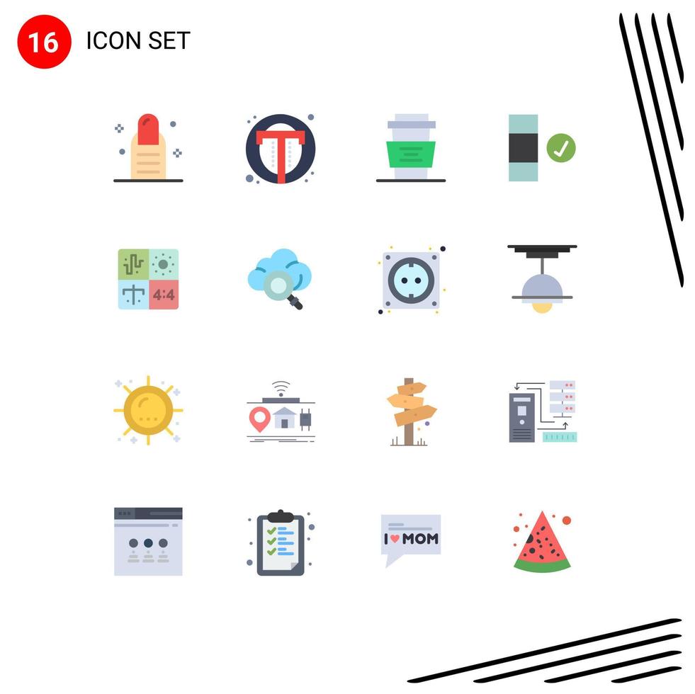 User Interface Pack Of 16 Basic Flat Colors Of Design Data Beverages Complete Drink Editable