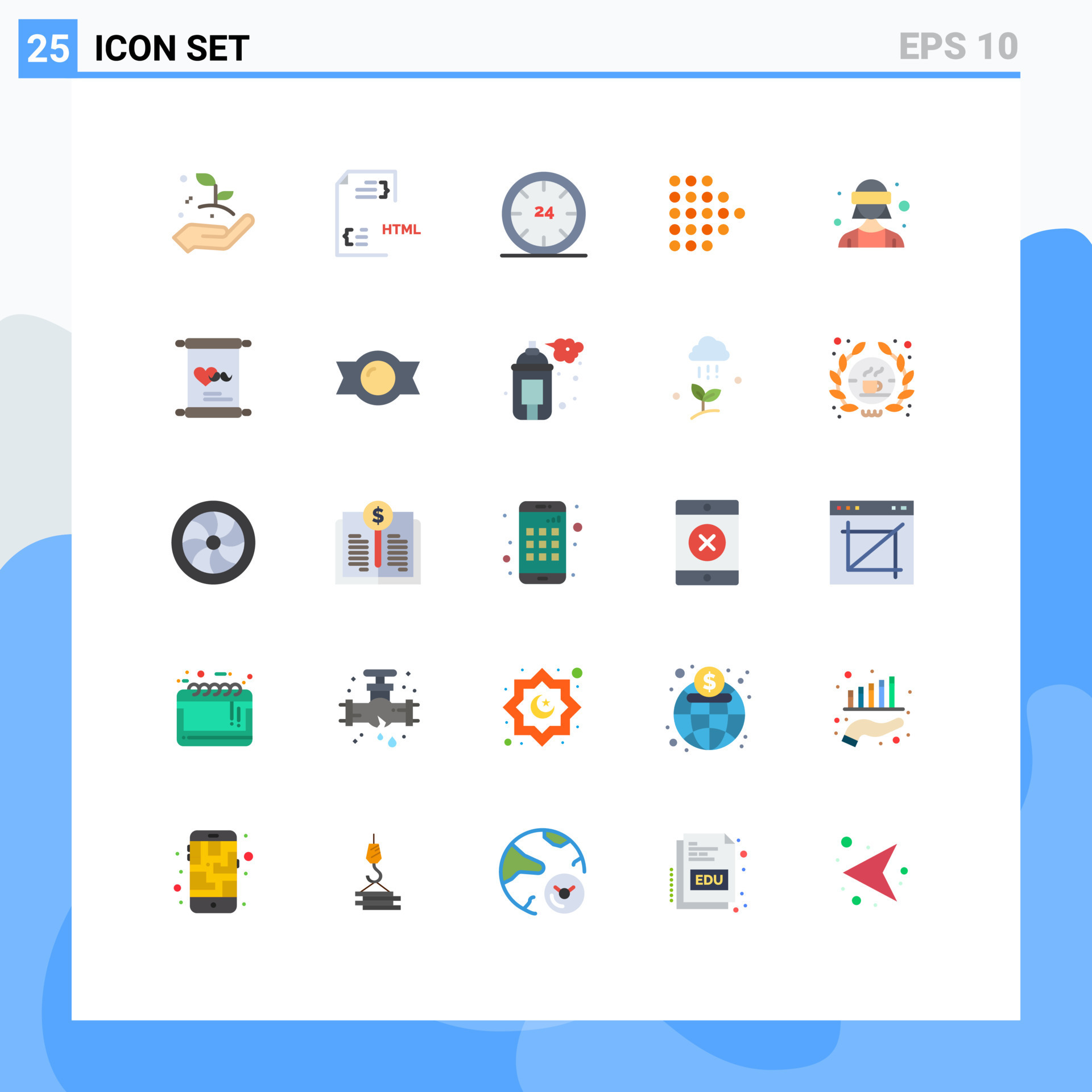 25 Universal Flat Colors Set For Web And Mobile Applications Avatar Right Html Arrow E Editable