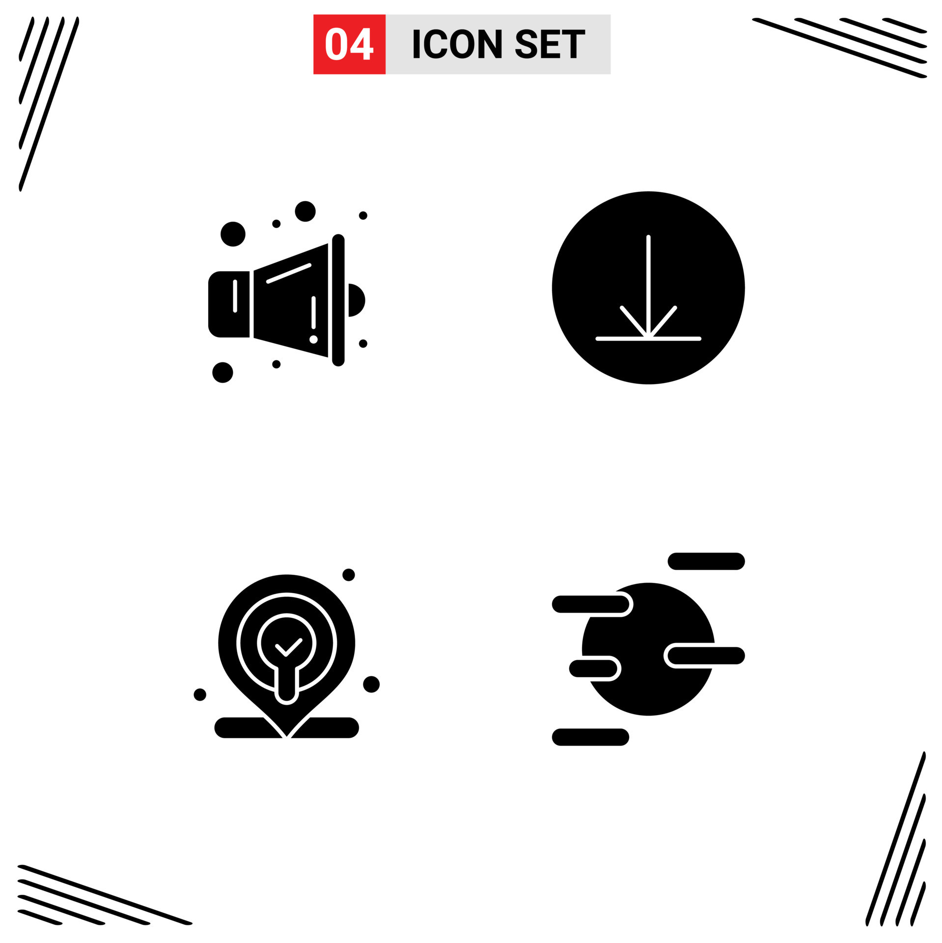 Stock Vector Icon Pack of 4 Line Signs and Symbols for megaphone space circle location Layer 1 ...