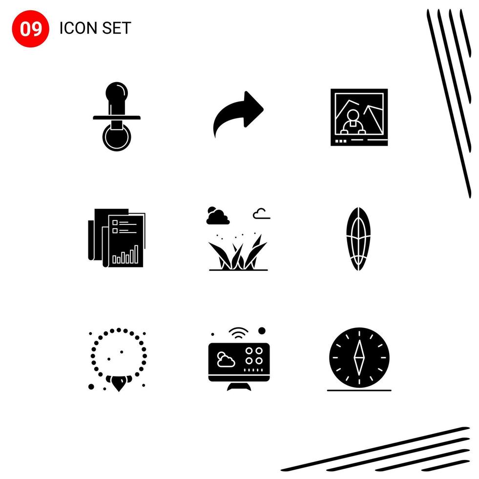 Pack of 9 creative Solid Glyphs of data audit forward analytics photo ...