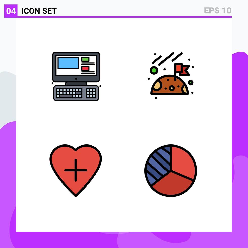 4 Thematic Vector Filledline Flat Colors And Editable Symbols Of