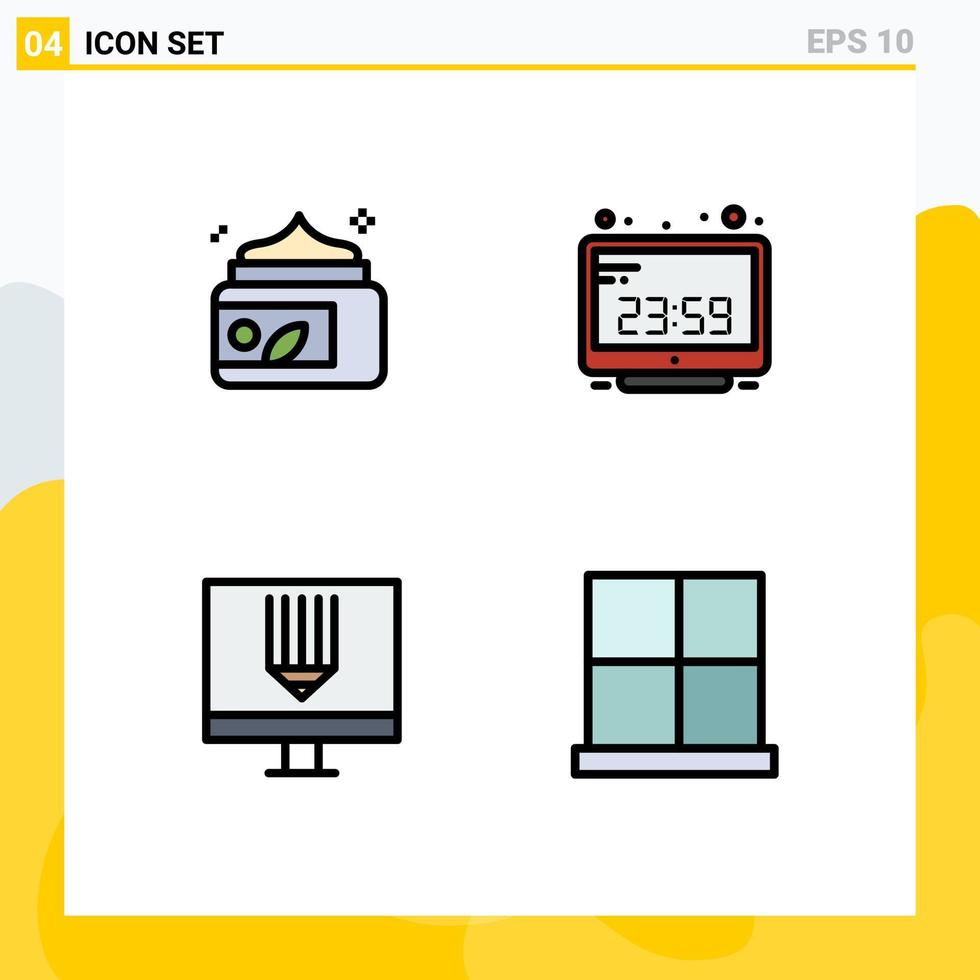 Group of 4 Modern Filledline Flat Colors Set for cream coding spa ...