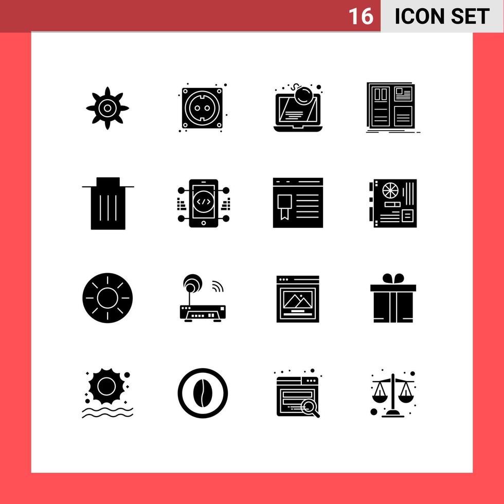 User Interface Pack of 16 Basic Solid Glyphs of interface ui computer layout grid Editable ...