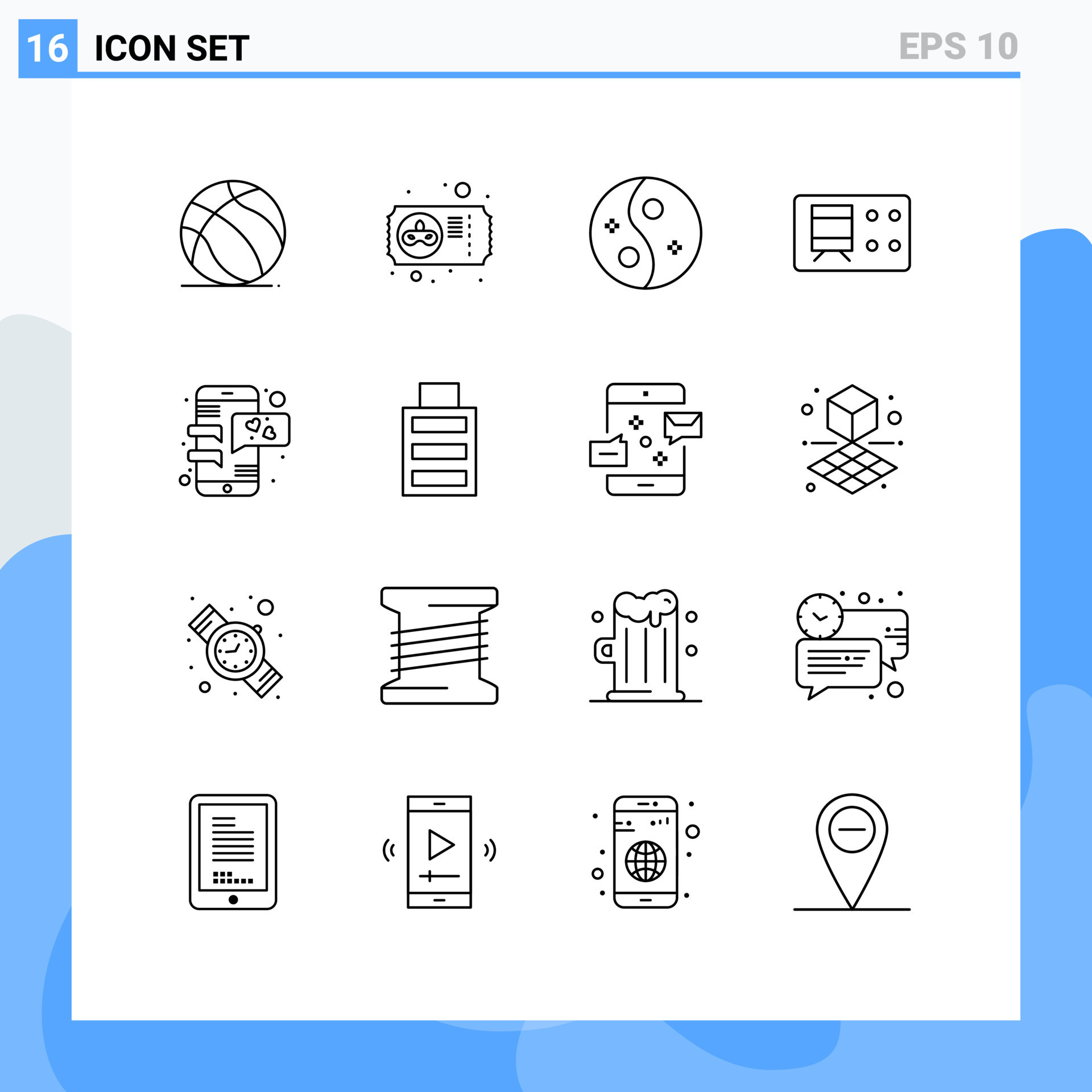 16 Thematic Vector Outlines And Editable Symbols Of Conversation