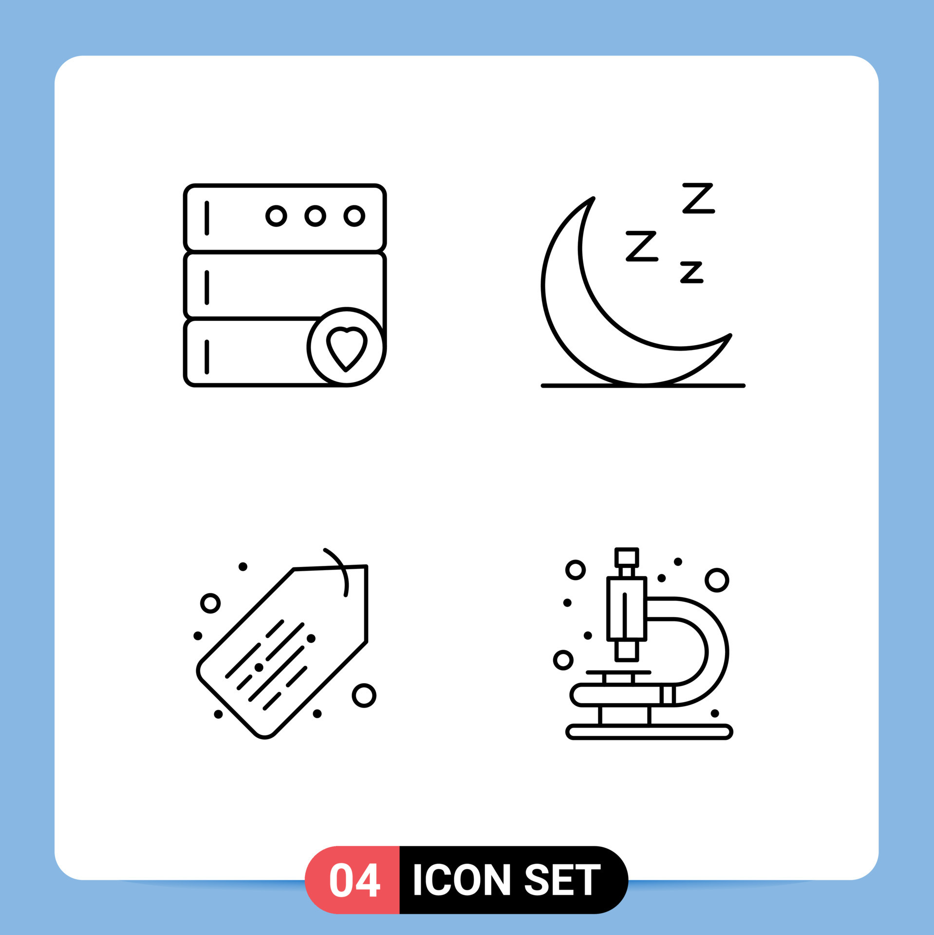 4 User Interface Line Pack Of Modern Signs And Symbols Of Database Lab Moon Tag Research