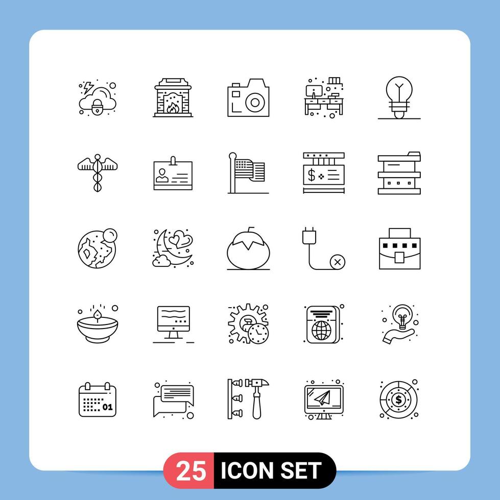 User Interface Pack of 25 Basic Lines of wreath creative communication achievement cupboard ...