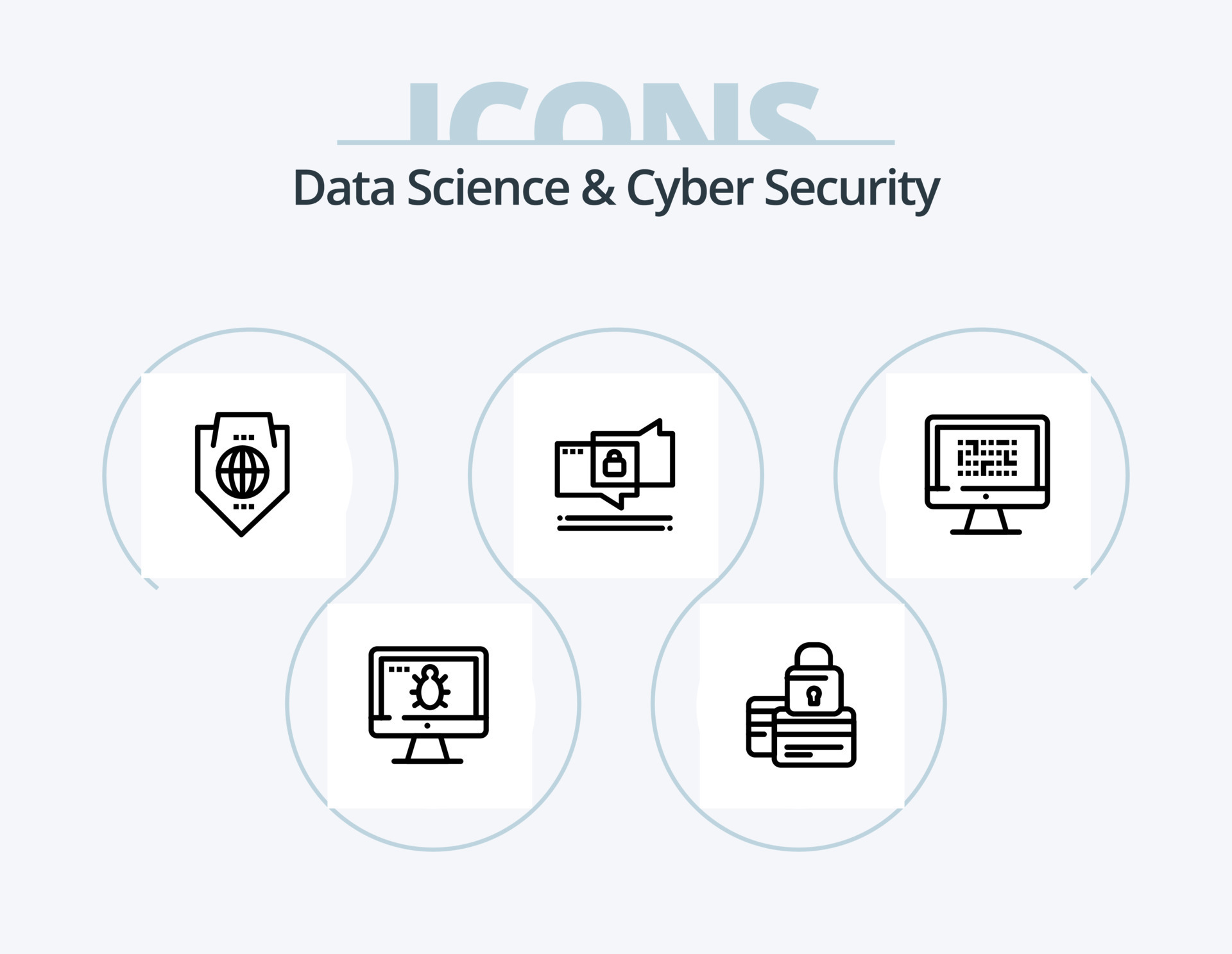 Data Science And Cyber Security Line Icon Pack 5 Icon Design Security