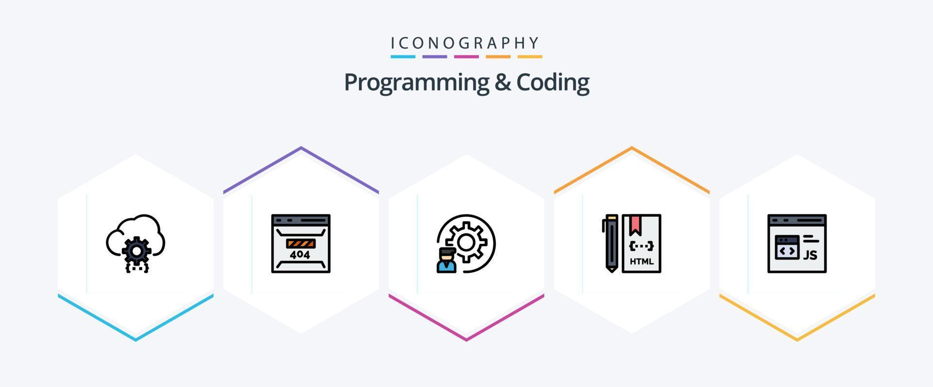 Programming And Coding 25 Filledline Icon Pack Including Develop Code Page Programmer