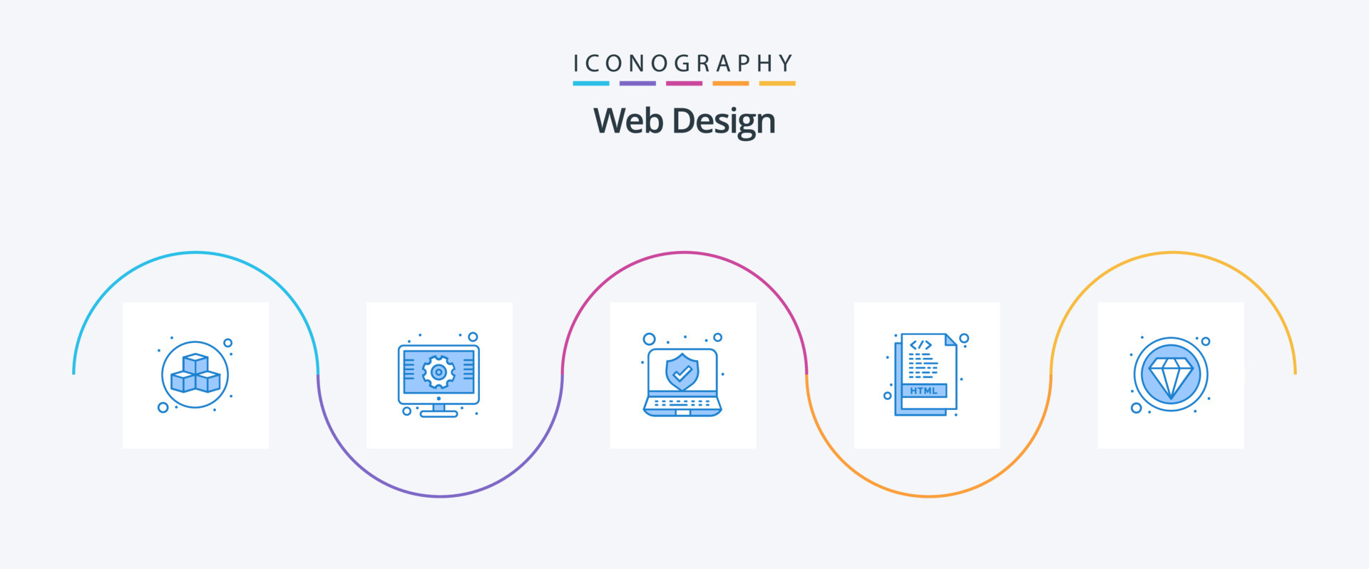 Web Design Blue 5 Icon Pack Including expensive. document. web. coding. page 18574712 Vector Art ...