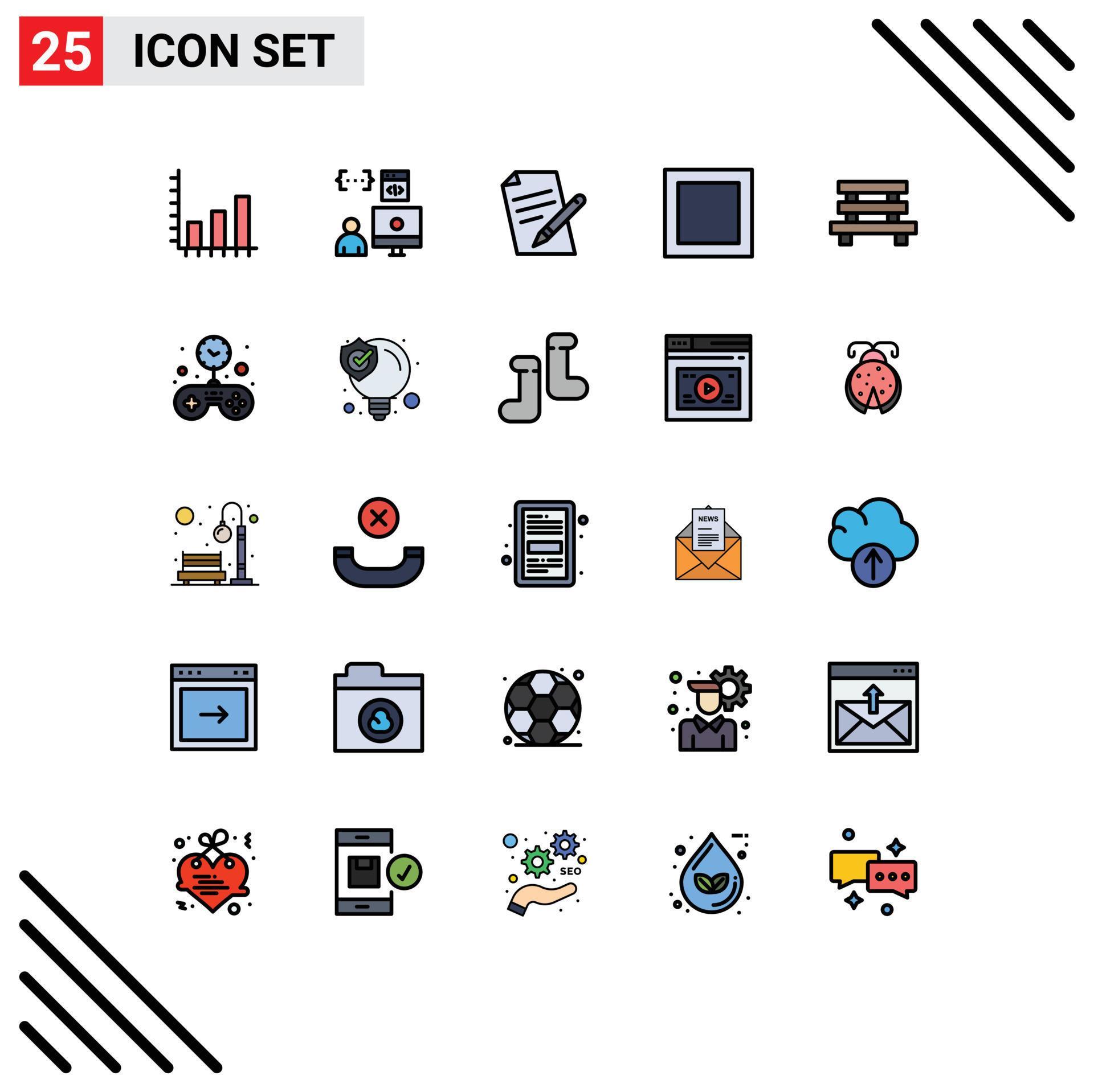 Mobile Interface Filled line Flat Color Set of 25 Pictograms of element ...