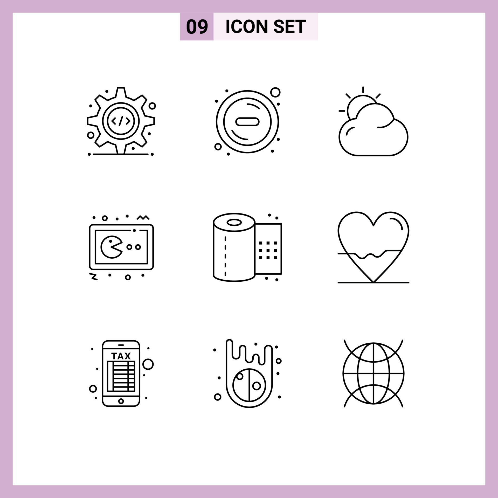 Modern Set Of 9 Outlines And Symbols Such As Paper Console Beach Gamepad Game Editable Vector