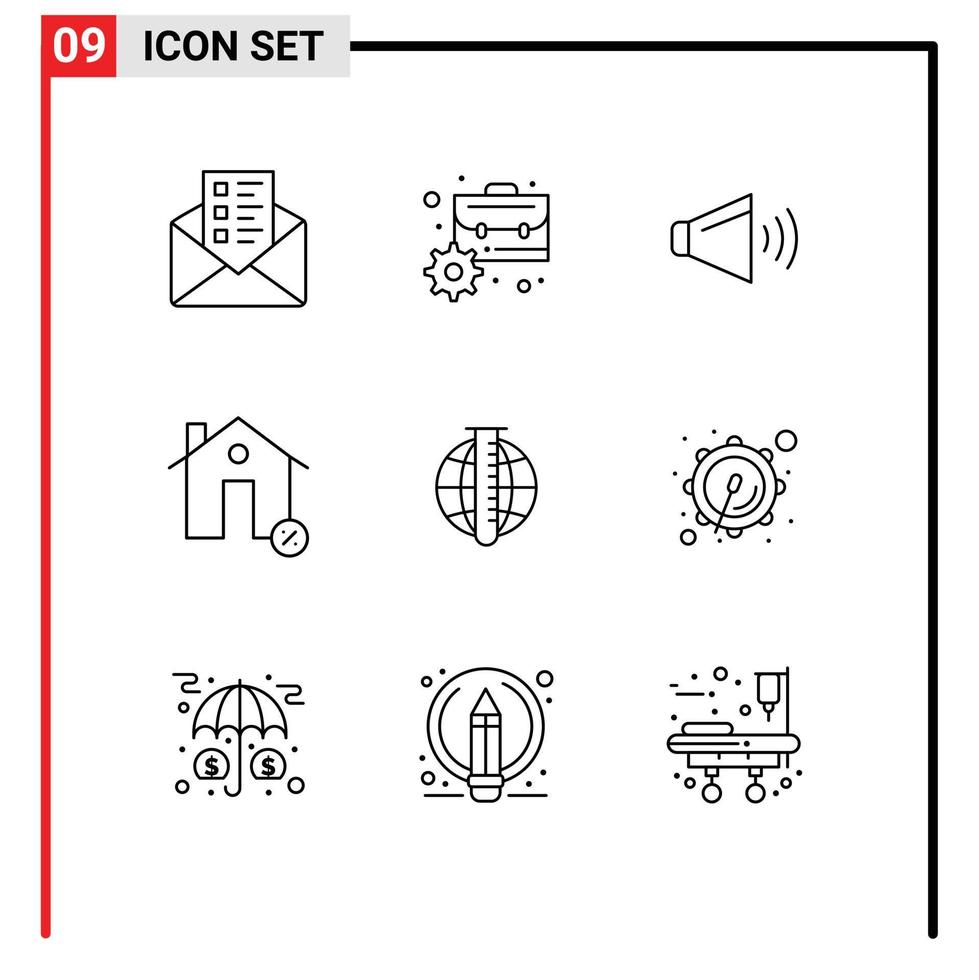 9 User Interface Outline Pack Of Modern Signs And Symbols Of Analysis Percentage Speaker House