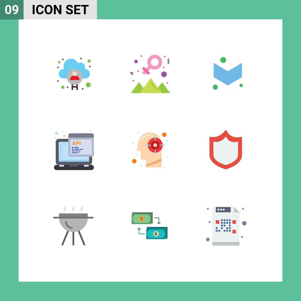 9 Thematic Vector Flat Colors and Editable Symbols of human goal arrow ...