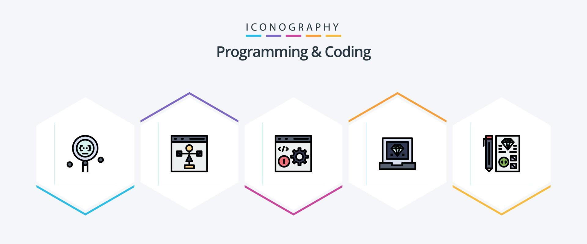 Programming And Coding 25 Filledline Icon Pack Including Development Coding Flowchart