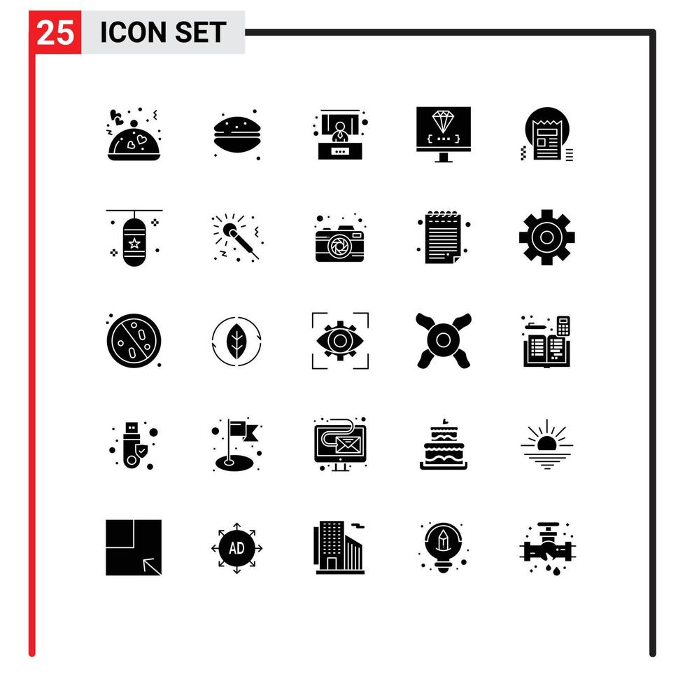 Stock Vector Icon Pack Of 25 Line Signs And Symbols For Blog Programming Conference Development