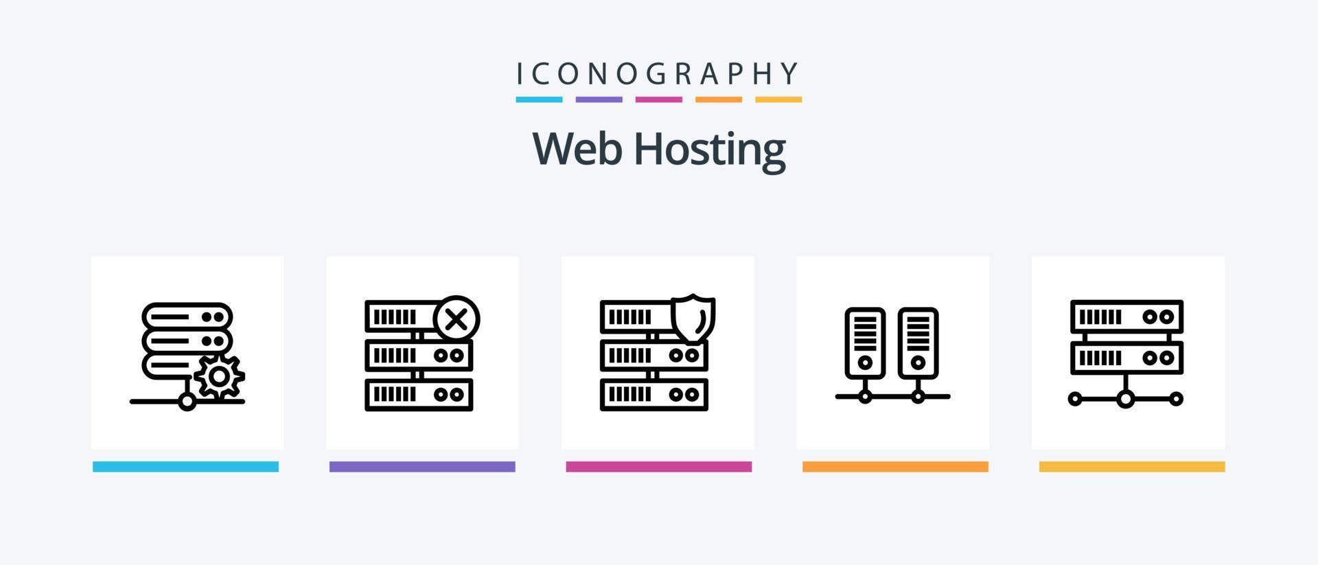 Web Hosting Line 5 Icon Pack Including Network Security Secure Server Protection Internet