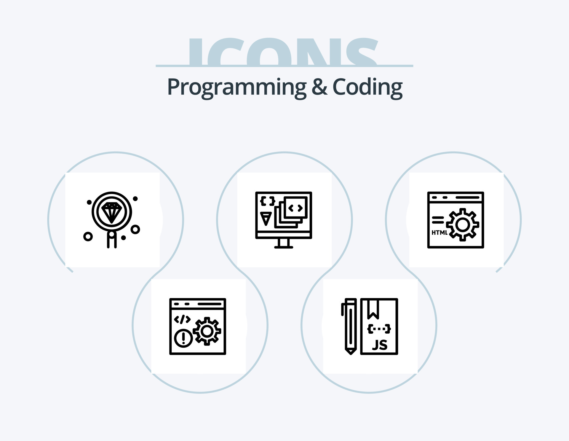paquete de iconos de línea de programación y codificación 5 diseño de ...