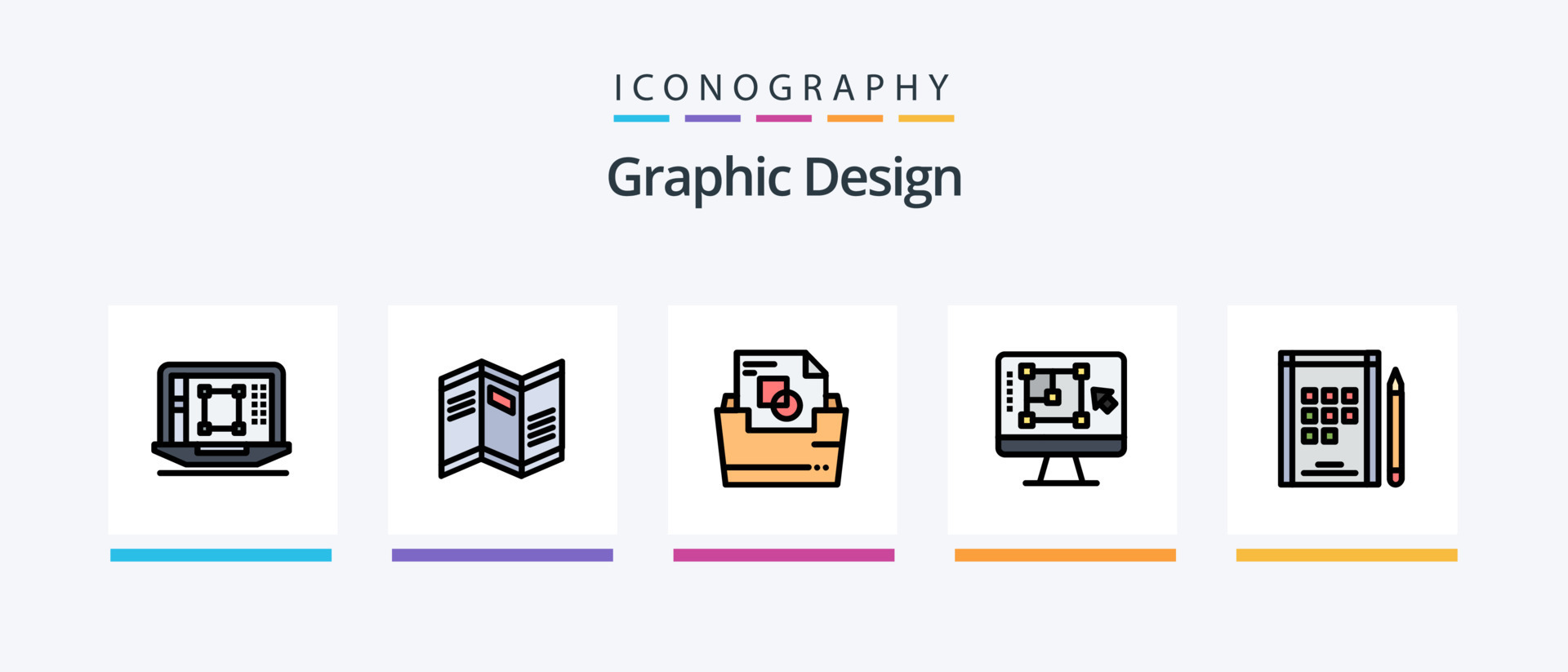 Graphic Design Line Filled 5 Icon Pack Including decrease . presentation . success. layout ...
