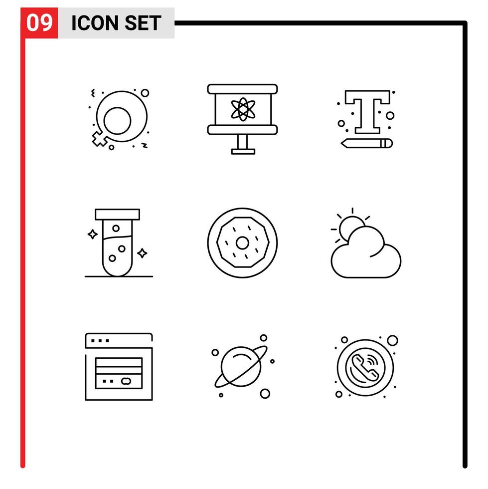 9 User Interface Outline Pack Of Modern Signs And Symbols Of Donut Lab Interface Test Tube
