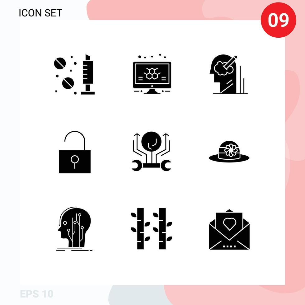 Solid Glyph Pack of 9 Universal Symbols of engineering user interface ...