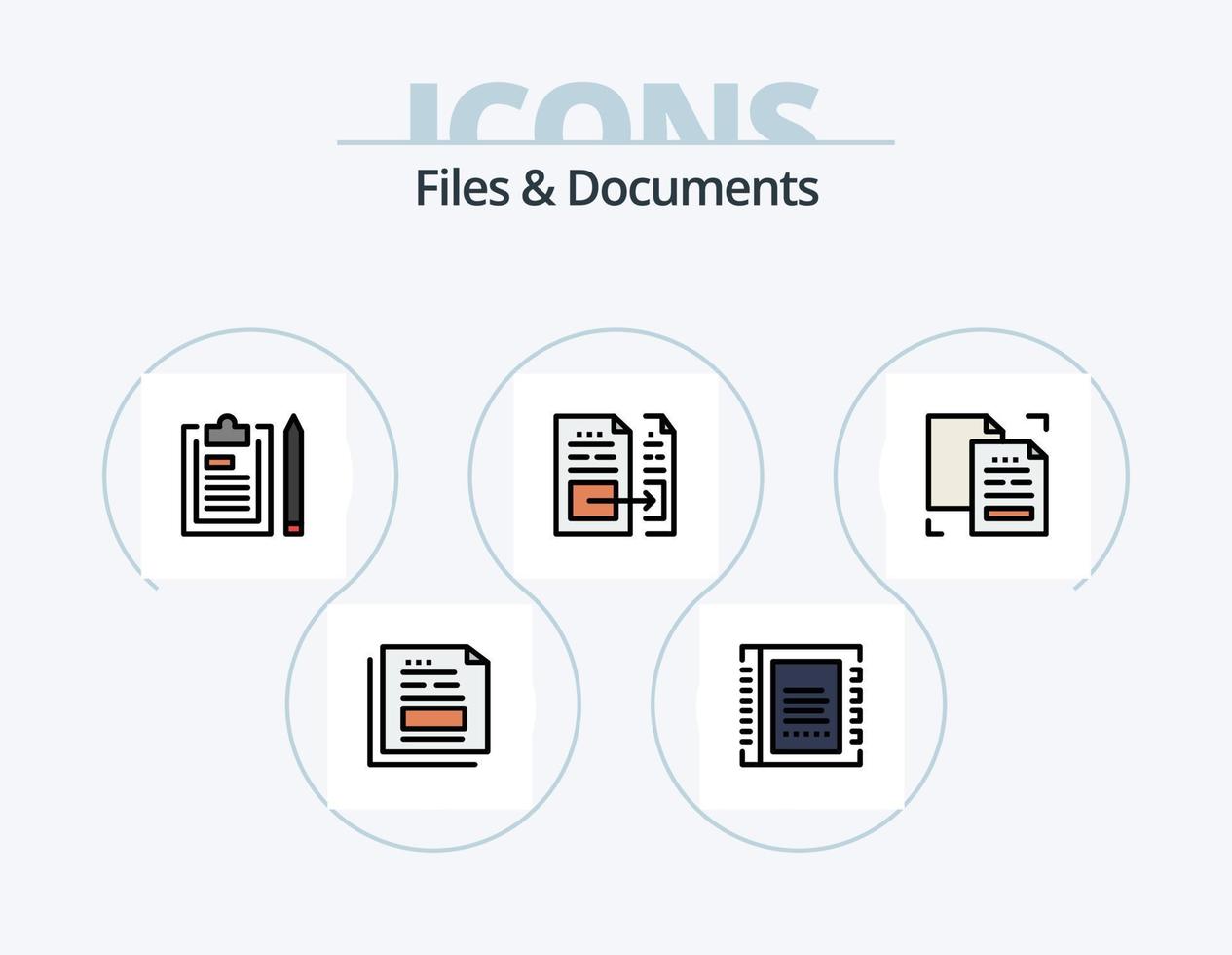 Files And Documents Line Filled Icon Pack 5 Icon Design. file. data. file. paper. file 18579542 ...