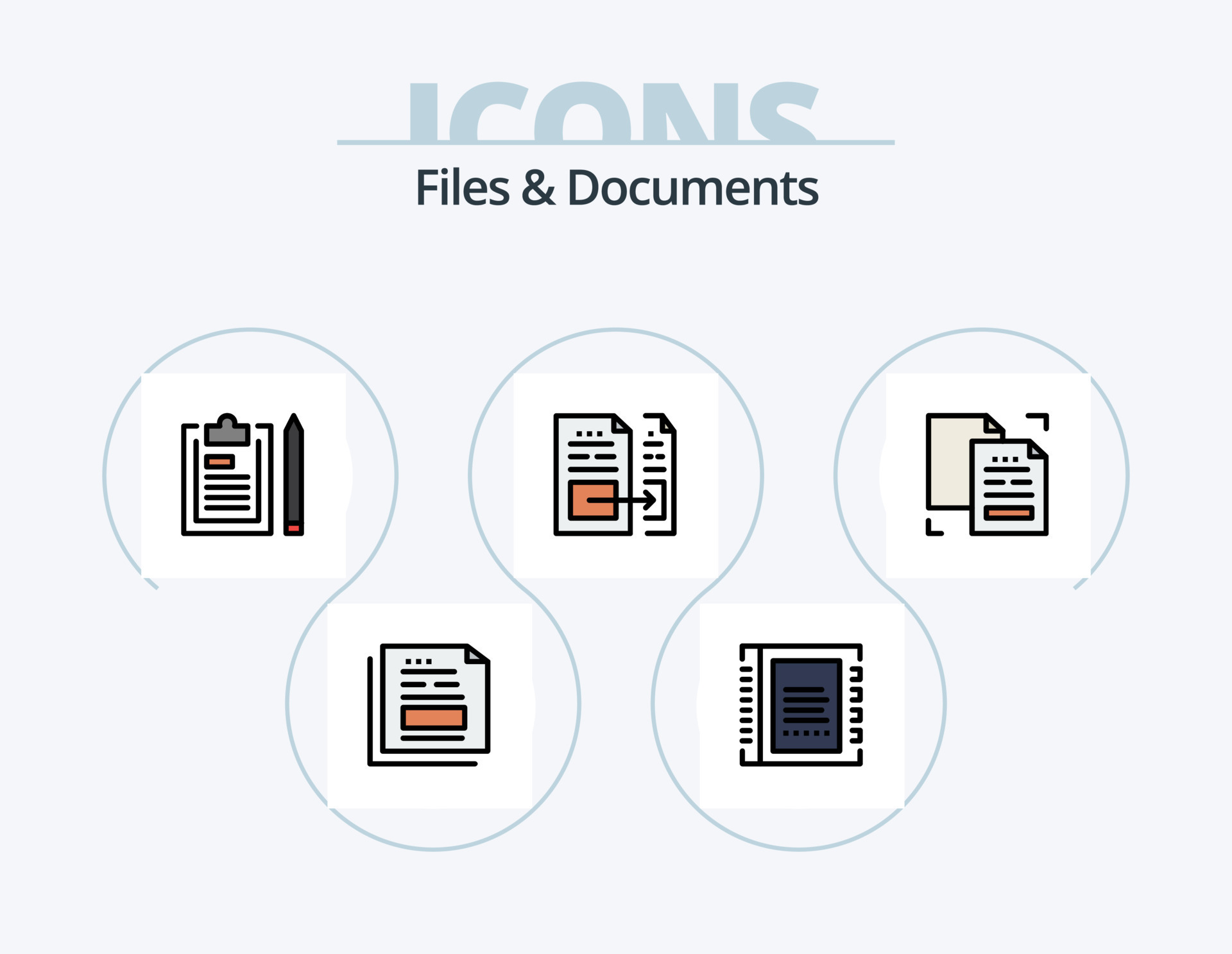 Files And Documents Line Filled Icon Pack 5 Icon Design. file. data. file. paper. file 18579542 ...