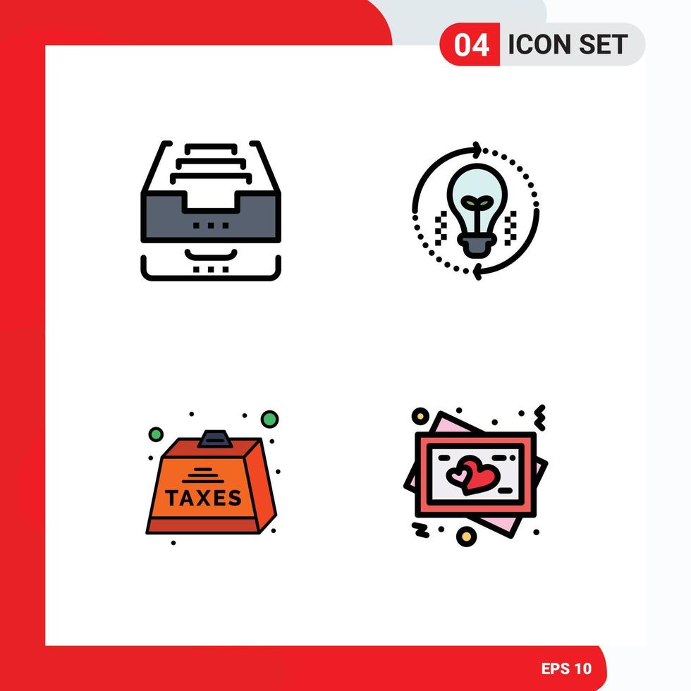 Mobile Interface Filledline Flat Color Set of 4 Pictograms of archive ... Mobile Interface Filledline Flat Color Set of 4 Pictograms of archive ...