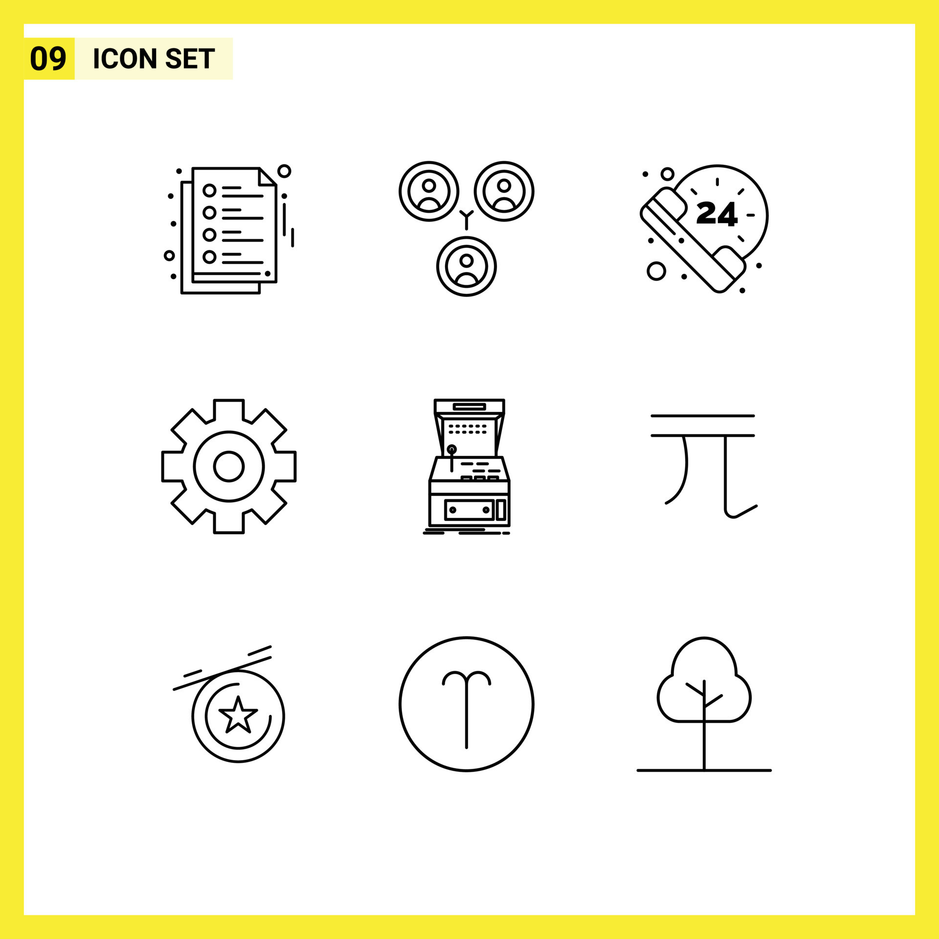 Set Of 9 Vector Outlines On Grid For Play Game Survice Console Multimedia Editable Vector Design