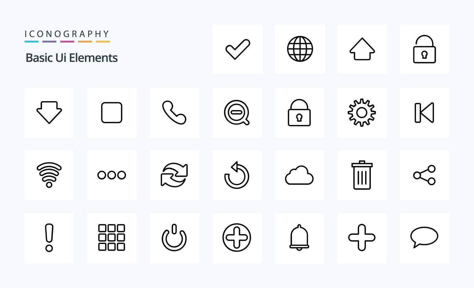 25 Basic Ui Elements Line Icon Pack 18581924 Vector Art At Vecteezy