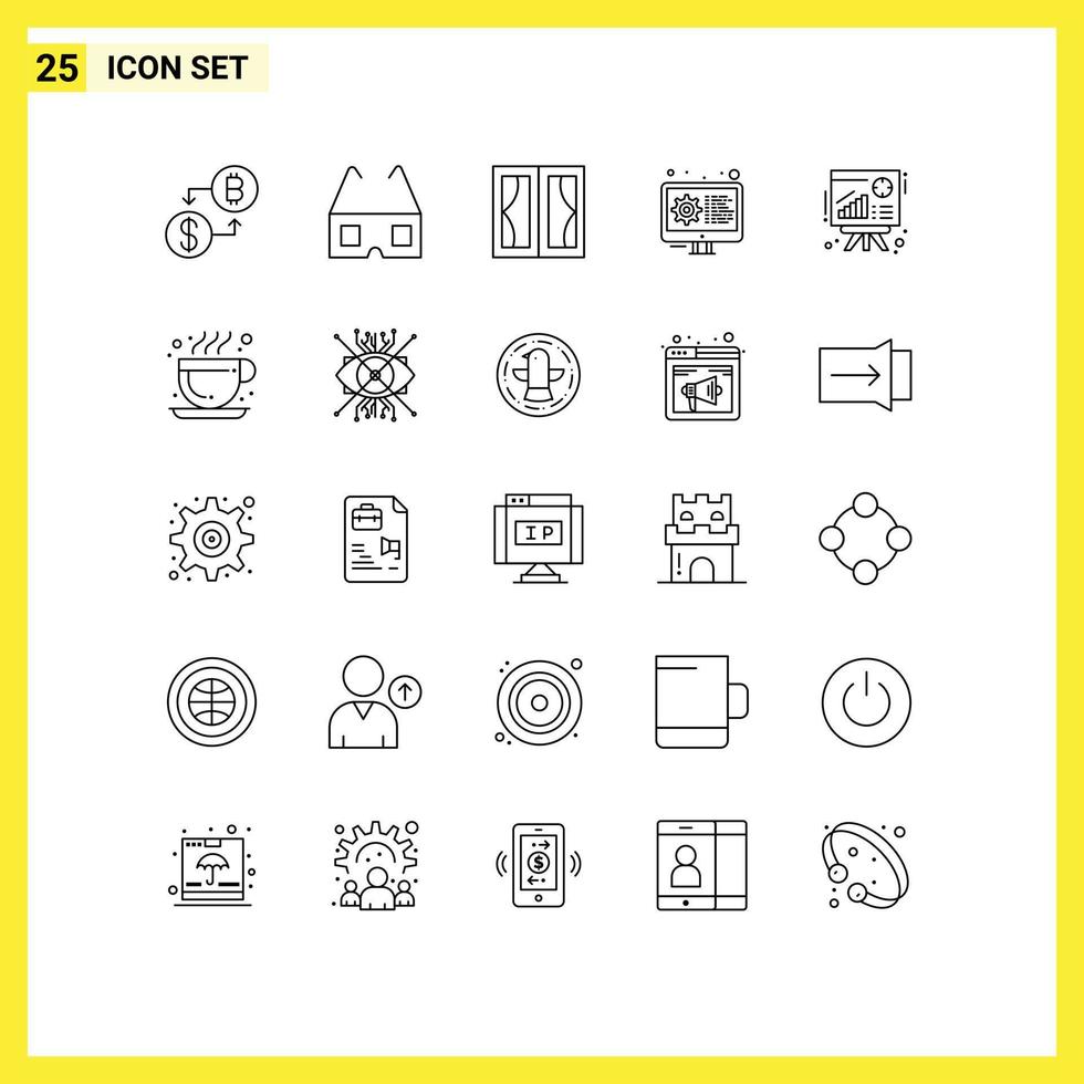 Set Of 25 Vector Lines On Grid For Chart Settings Frame Gear Coding Editable Vector Design