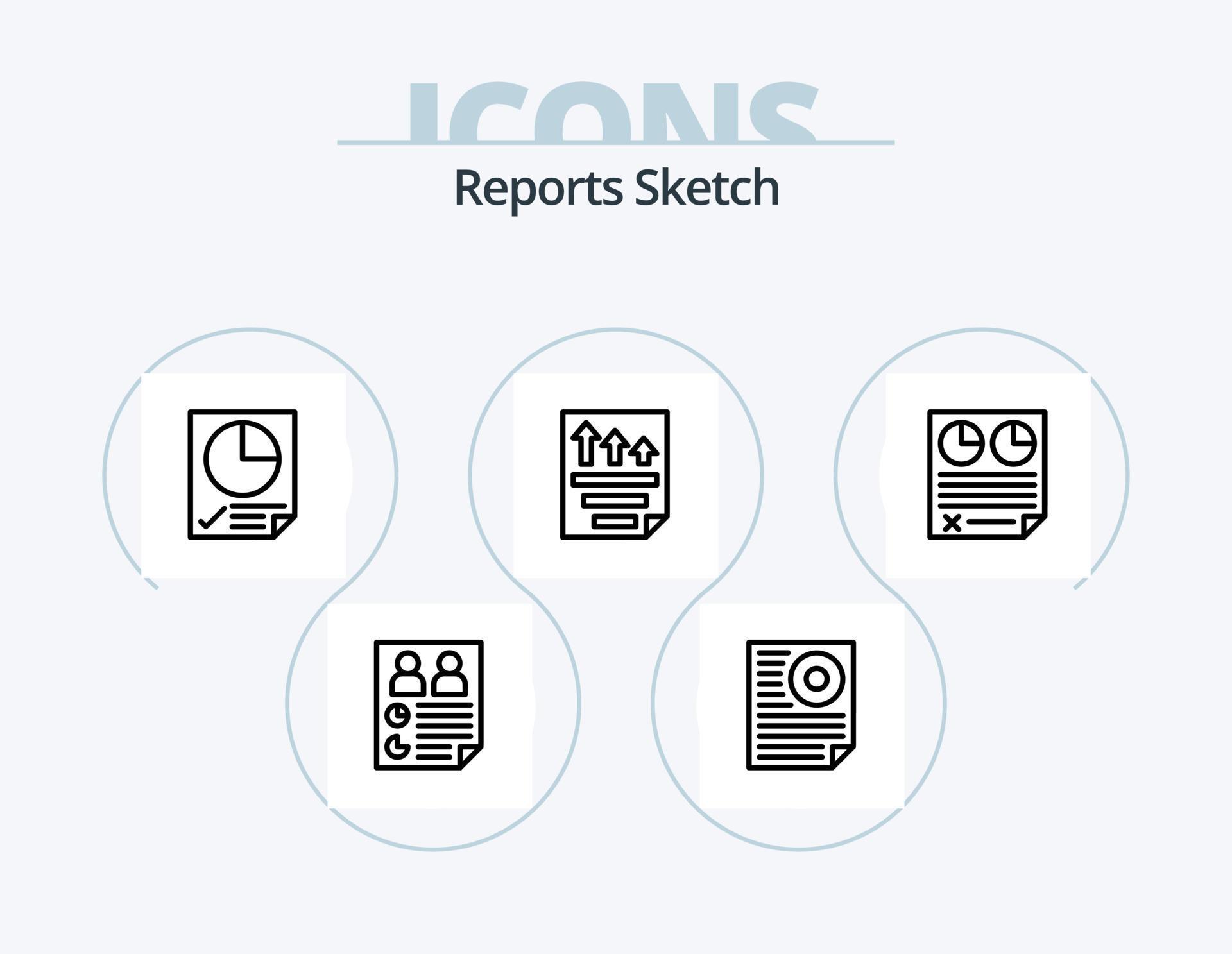 Reports Sketch Line Icon Pack 5 Icon Design. report. document. paper check. data. page 18582744 ...