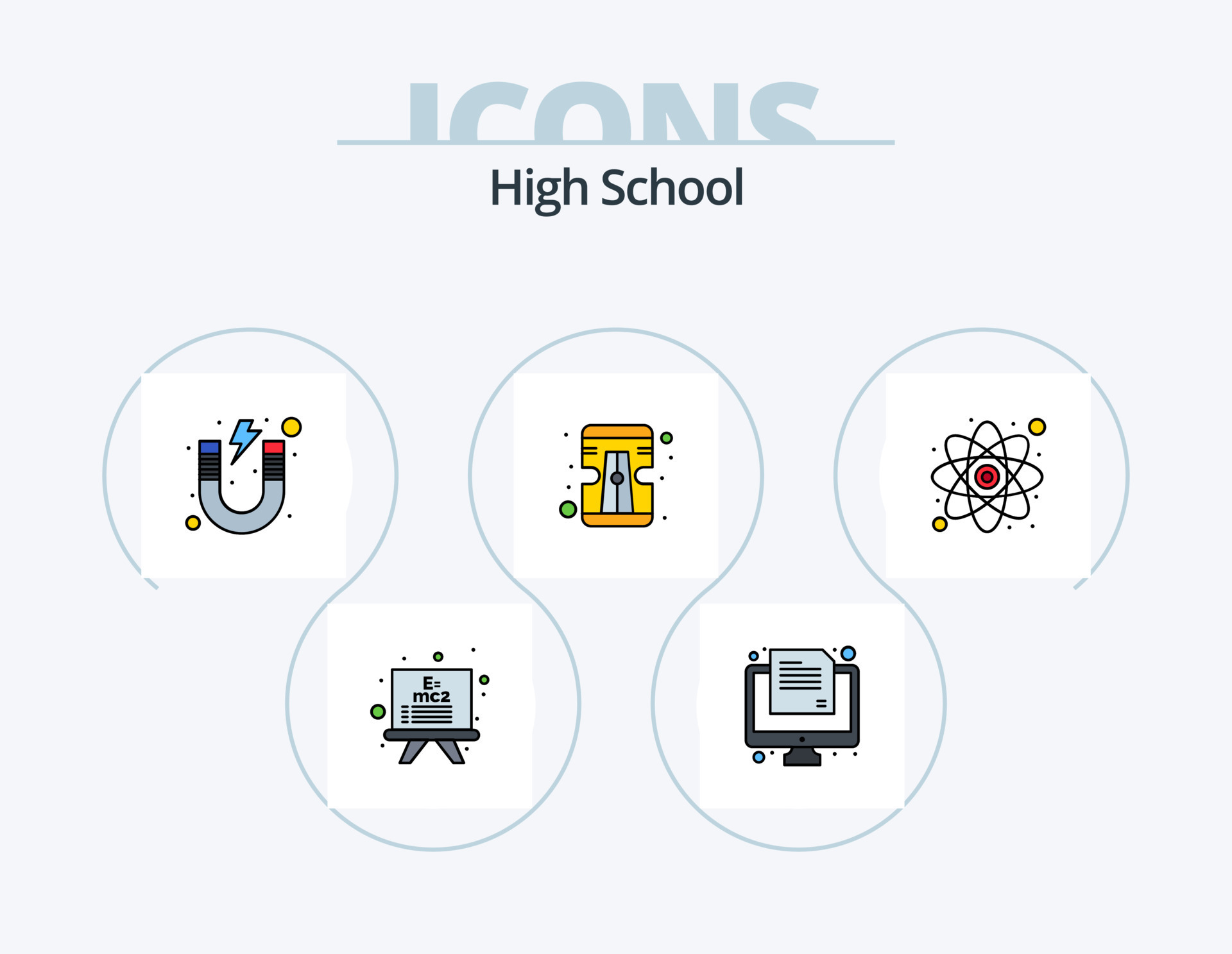 High School Line Filled Icon Pack 5 Icon Design. . research. books. lab. time 18583110 Vector ...
