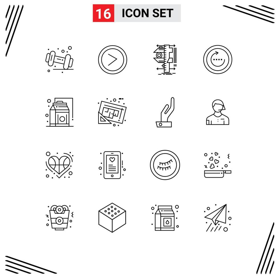 Group Of 16 Modern Outlines Set For Ui Reload Measure Refresh Measurement Editable Vector Design