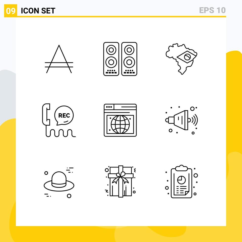 Editable Vector Line Pack Of 9 Simple Outlines Of Web Help Map Contact Center Editable Vector