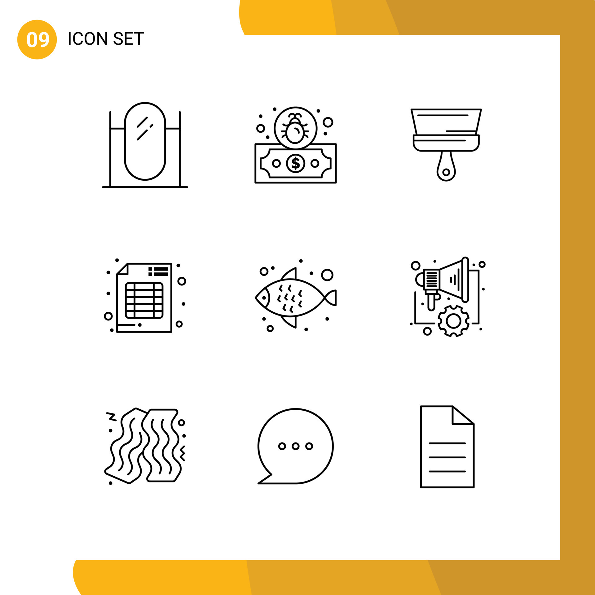 Modern Set of 9 Outlines Pictograph of water fish paint business brand ... Modern Set of 9 Outlines Pictograph of water fish paint business brand ...