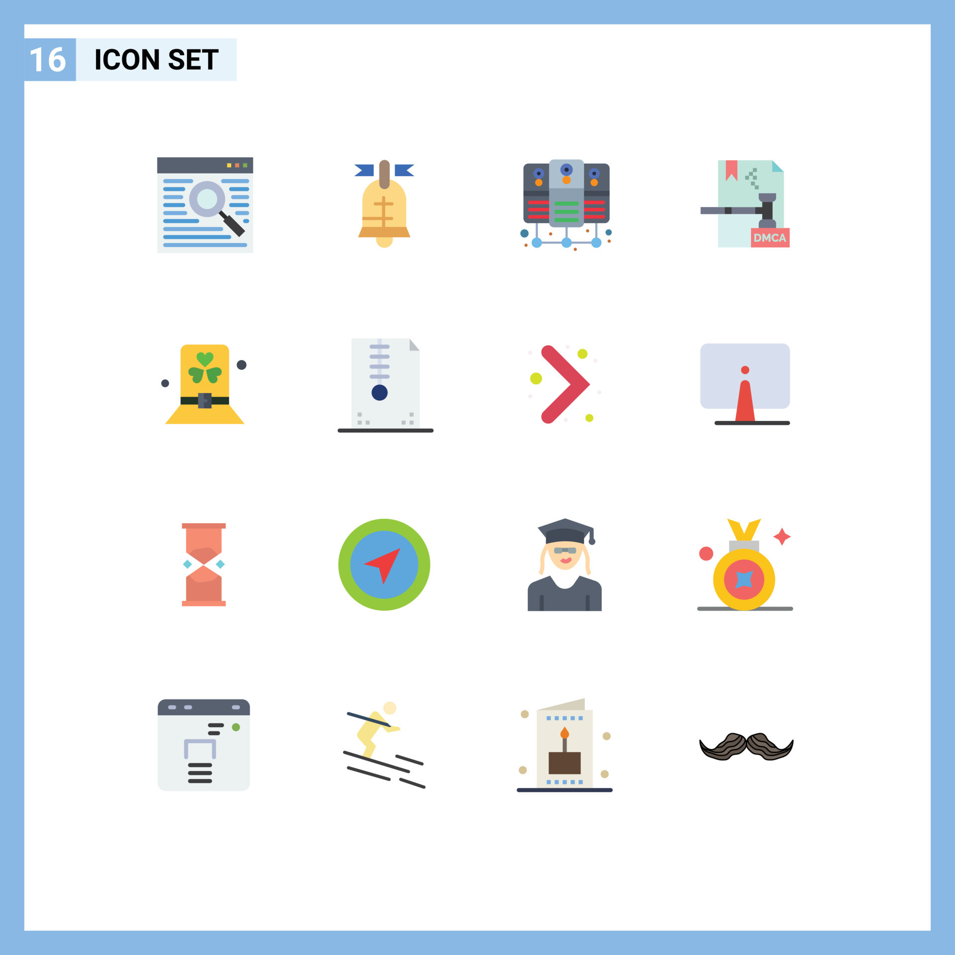 Set of 16 Modern UI Icons Symbols Signs for day file database server ...