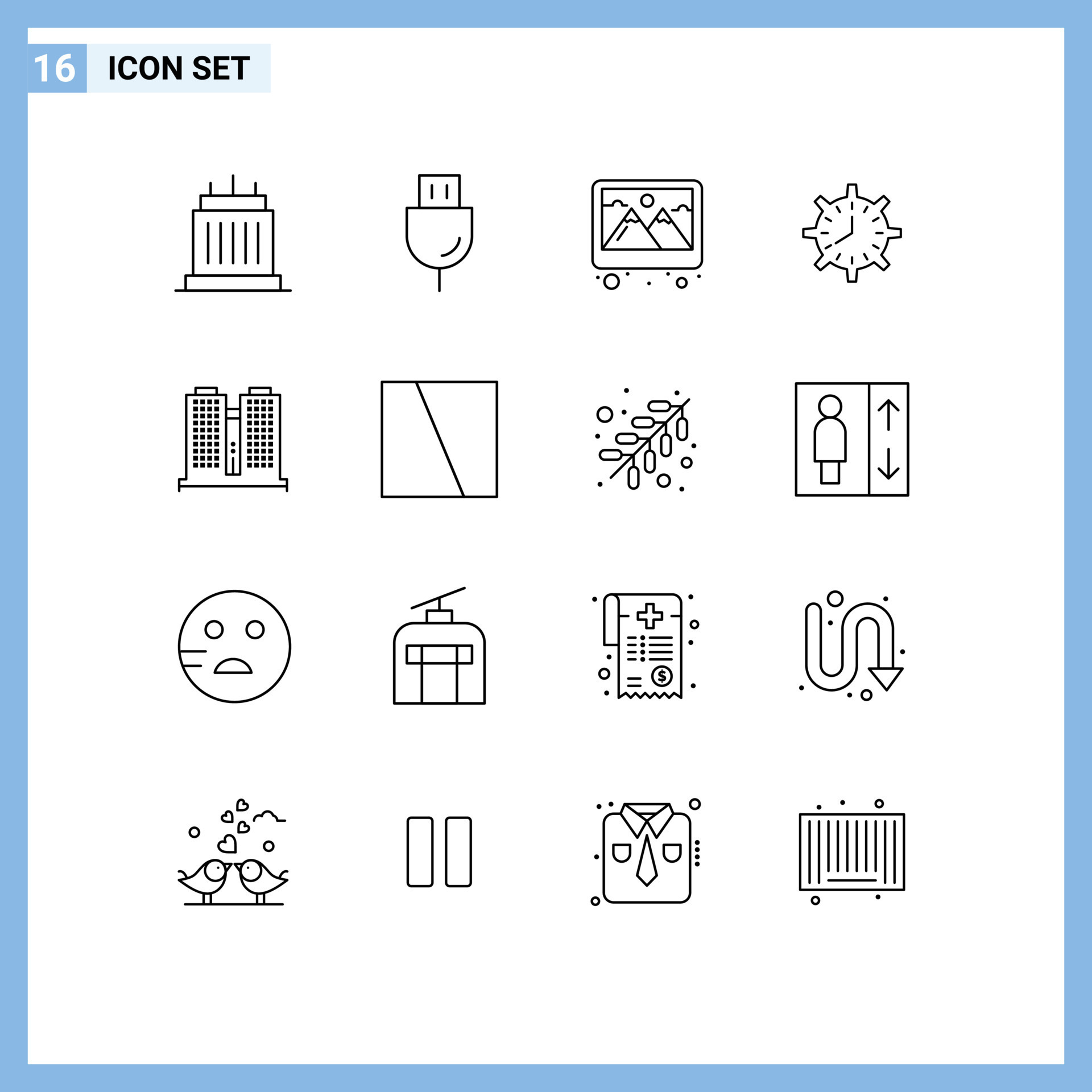 Outline Pack Of 16 Universal Symbols Of Timepiece Deadline Products Clock Picture Editable