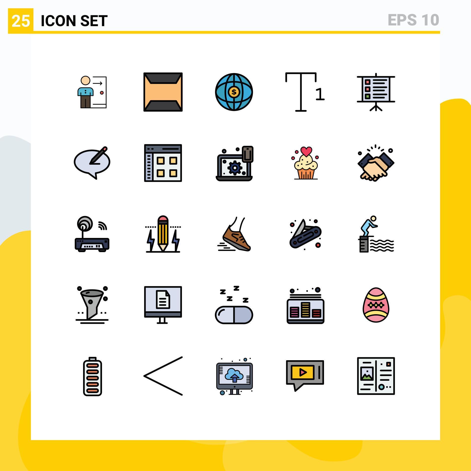 Set of 25 Modern UI Icons Symbols Signs for text superscript envelope ...