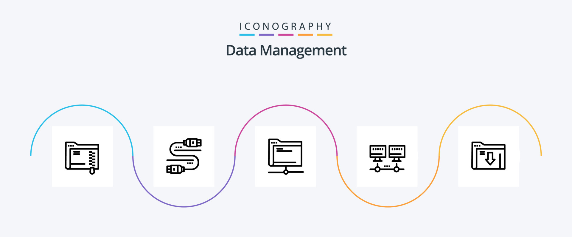 Data Management Line 5 Icon Pack Including computer . server. server ...
