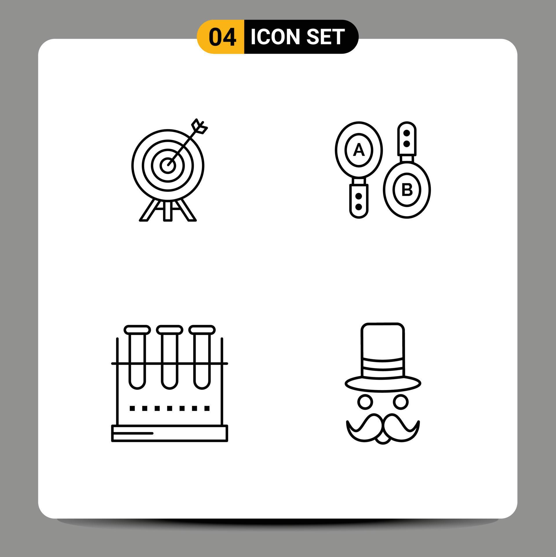 Set Of 4 Vector Filledline Flat Colors On Grid For Target Erlenmeyer Flask Board Sign Lab