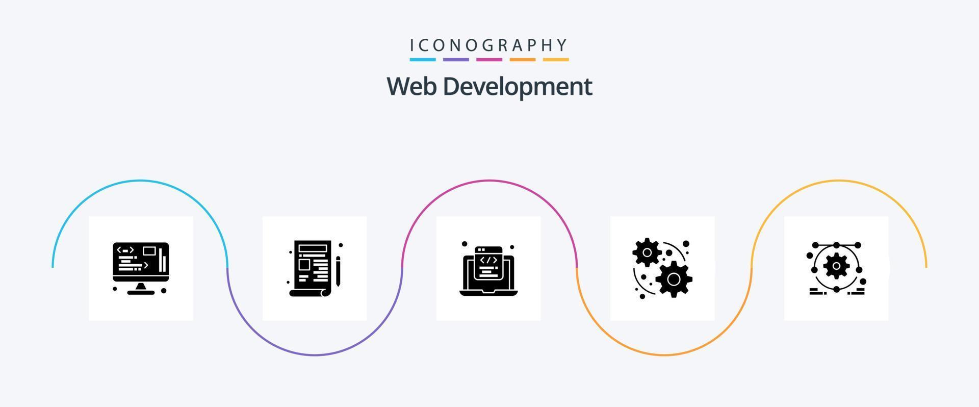 Web Development Glyph 5 Icon Pack Including web design. gear. coding. web. web 18586689 Vector ...