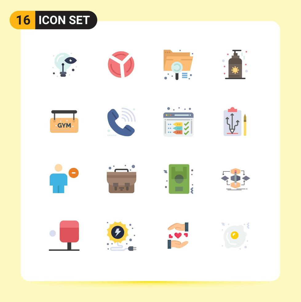 Universal Icon Symbols Group Of 16 Modern Flat Colors Of Board Sunscreen Analysis Sunblock File
