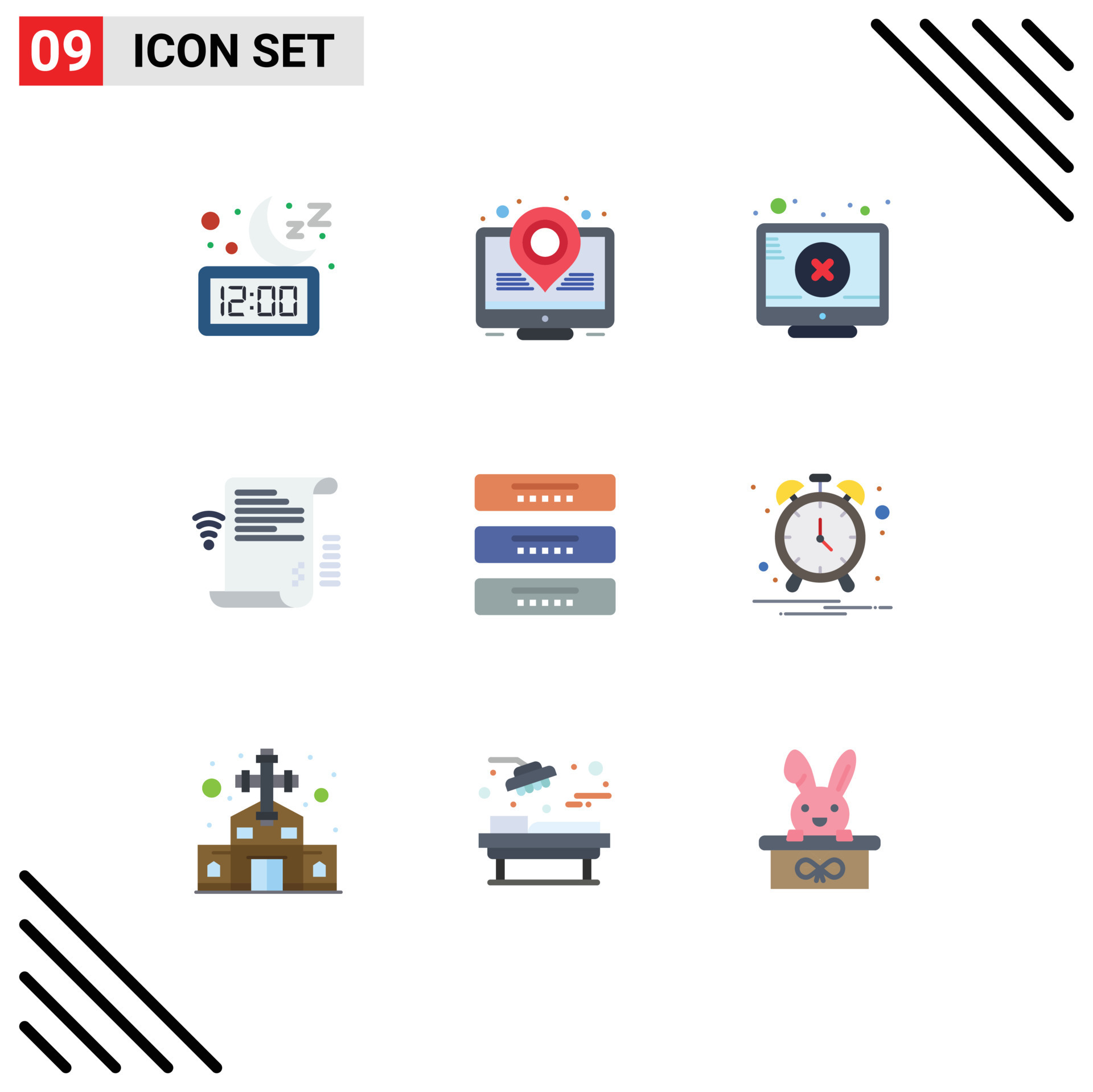 Set Of 9 Modern Ui Icons Symbols Signs For Cabinet Wifi Screen Presentation Data Editable Vector