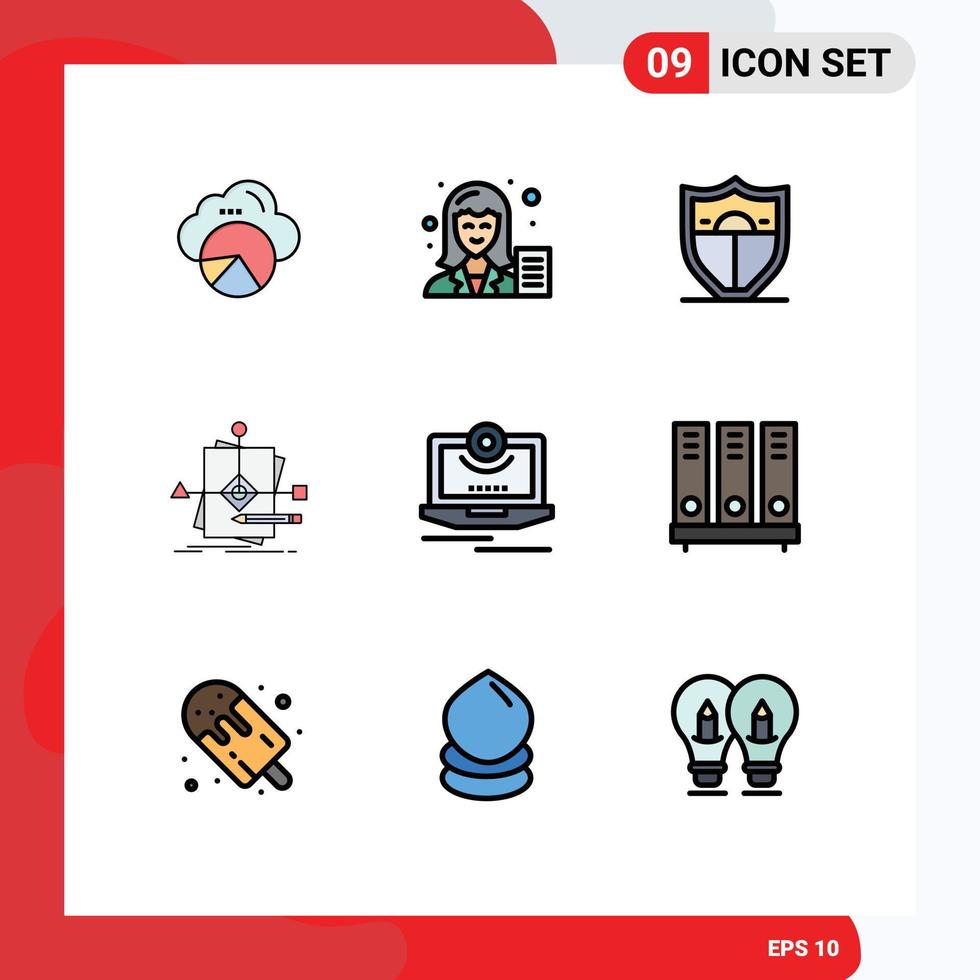 Filledline Flat Color Pack Of 9 Universal Symbols Of Cam Pattern Writer Foretelling Algorithm